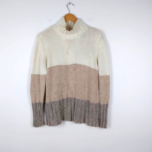 Liz Claiborne | Sweaters | Euc Meg Allen Turtle Neck Knit Three Color ...